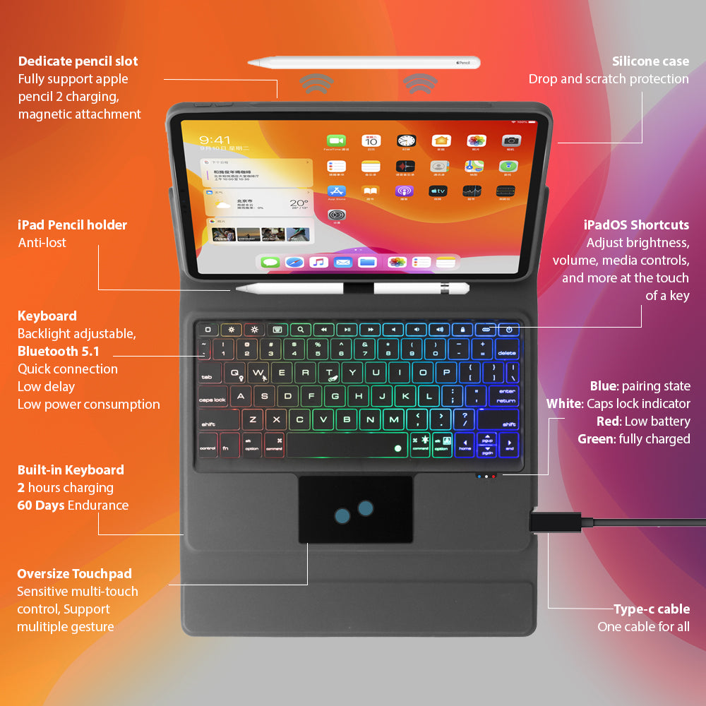 iPad 11" inch keyboard case with trackpad 2021/2022 – iXTRA
